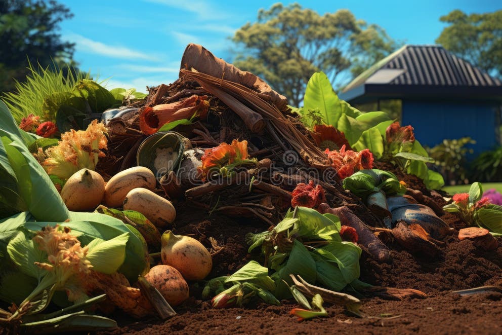 Backyard Compost Pile at Home, Organic Fertilizer, Composting Stock ...