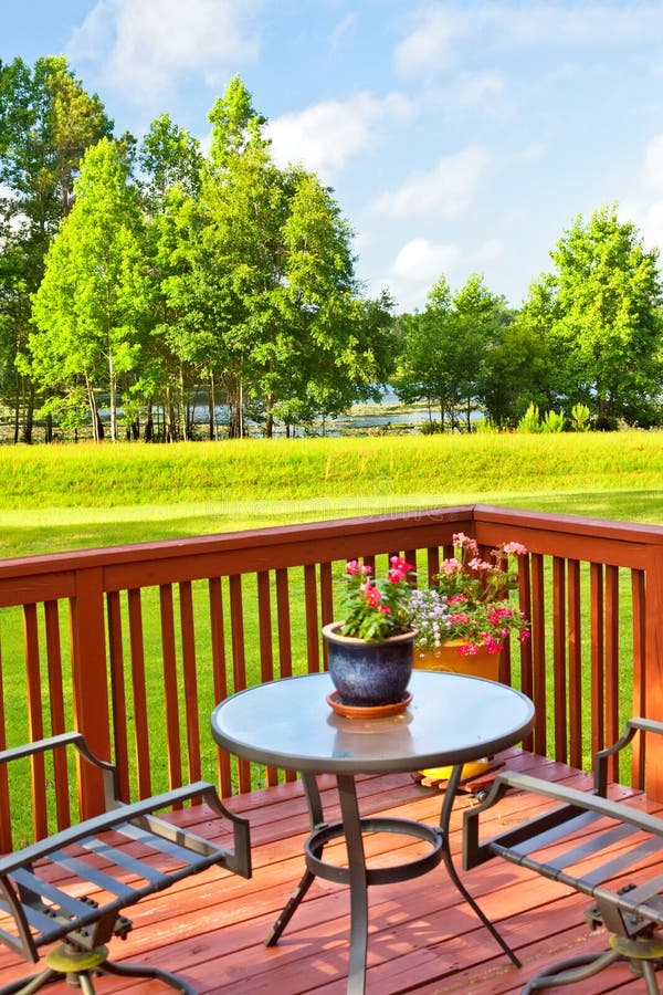 Backyard Deck stock image. Image of tree, table, outside - 33092567