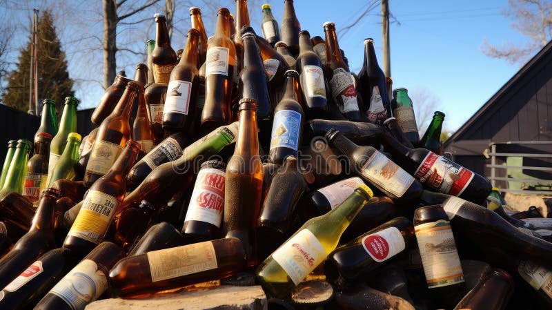 Backyard Empty Beer Bottles Stock Illustration - Illustration of debris ...