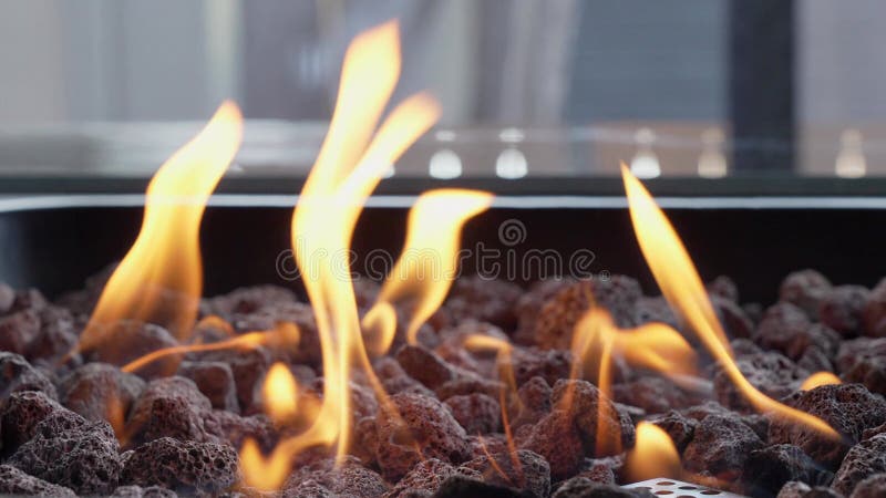 Backyard Fire Pit Burning during Summer Evening. Close Up View of ...