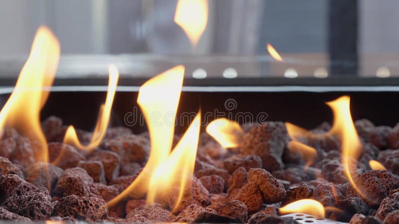 Backyard Fire Pit Burning during Summer Evening. Close Up View of ...