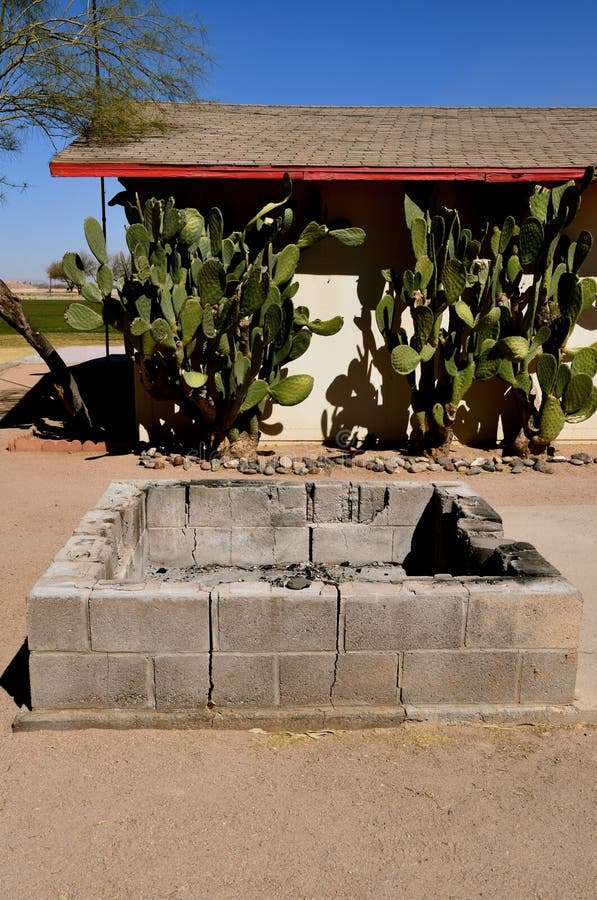 Fire Pit in the Backyard of a Desert Home Stock Image - Image of ...