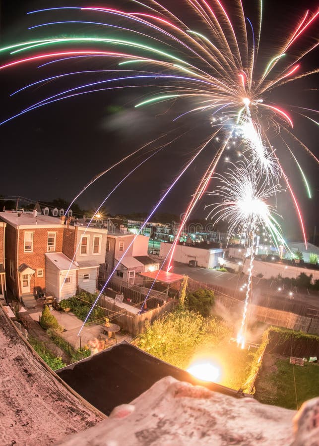 Backyard Fireworks stock image. Image of home, delaware - 99368641