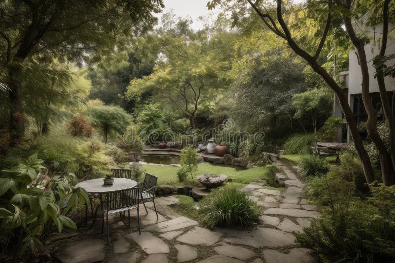 Backyard Full of Natural Greenery and Peaceful Environment Stock ...