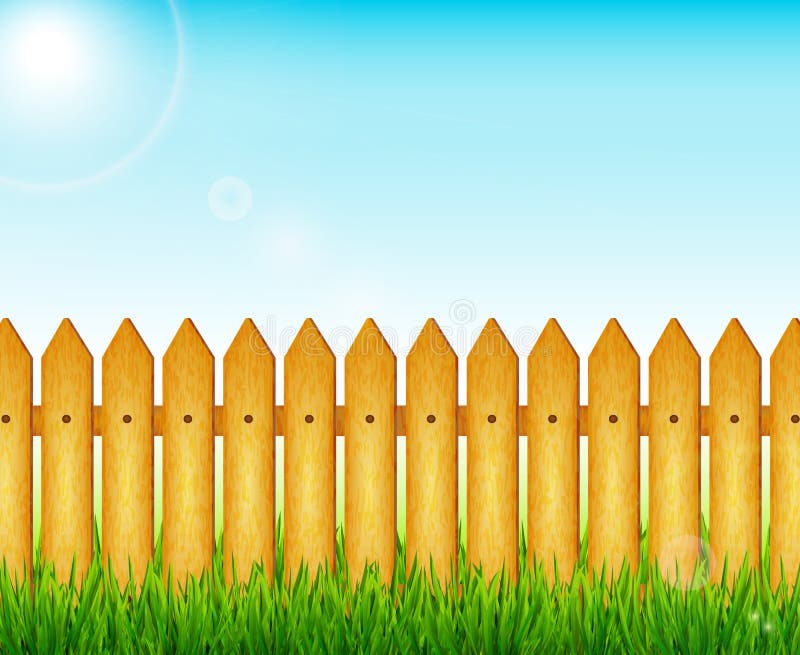 Garden Background with Green Grass and Brick Wall Vector Stock Vector ...