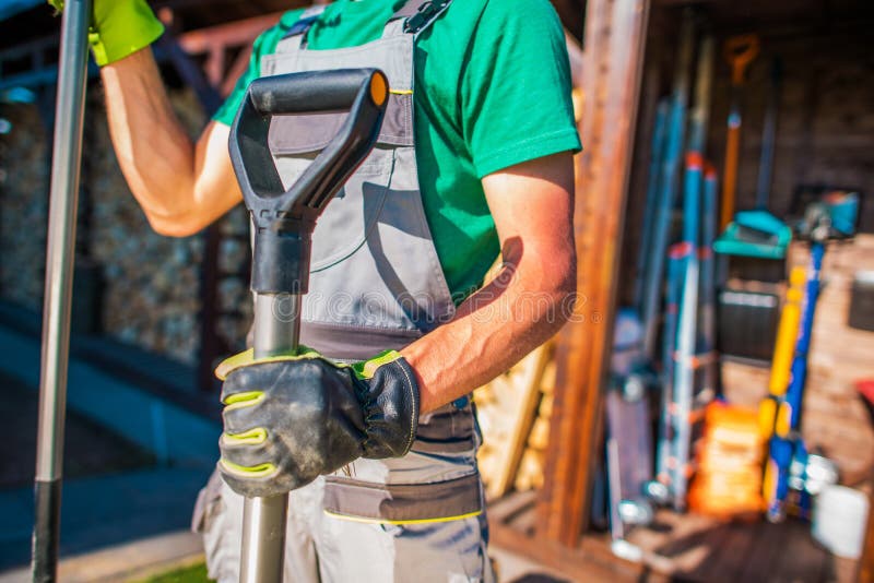 Backyard Garden Work Time stock image. Image of spring - 98474709