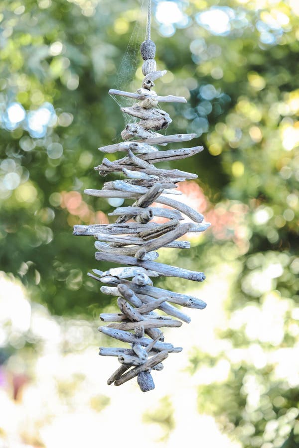 Backyard Hanging Decoration Made from Drift Wood on Bright Spring Day ...