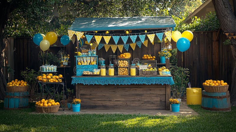 Backyard Lemonade Stand, Sunny Day Stock Image - Image of party ...