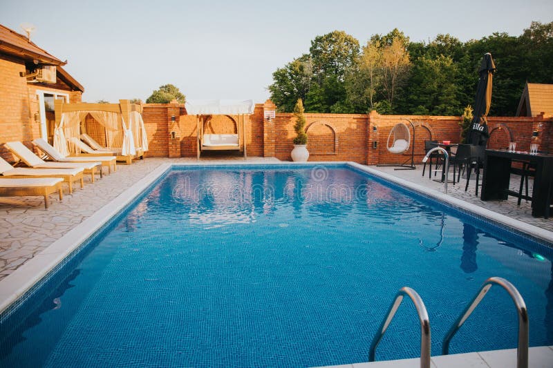 Backyard Swimming Pool on a Sunny Day Editorial Image - Image of play ...