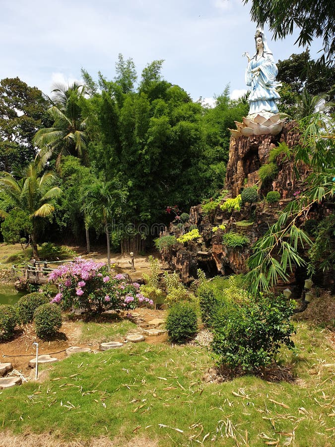 Backyard of the Temple with the Big Statue Stock Photo - Image of ...
