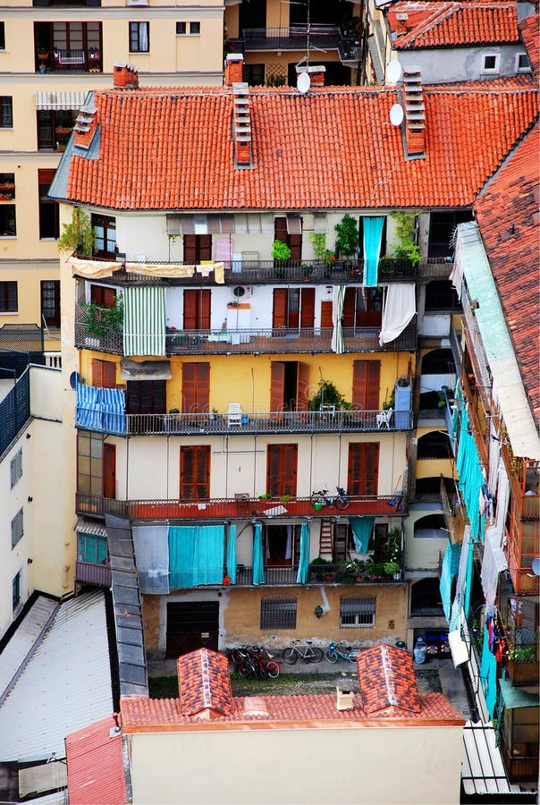Backyard of Turin house stock image. Image of door, curtain - 44959171