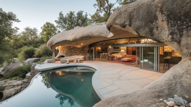The Backyard of this Unique Home is Built Around a Mive Rock Formation ...