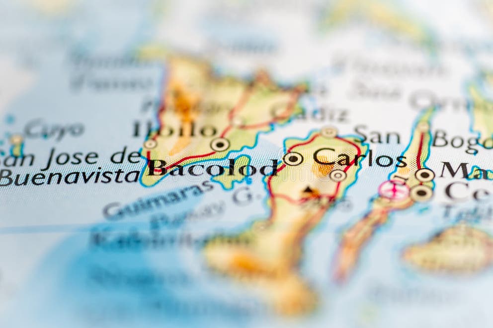 Bacolod, Philippines Highlighted on a World Map Stock Photo - Image of ...