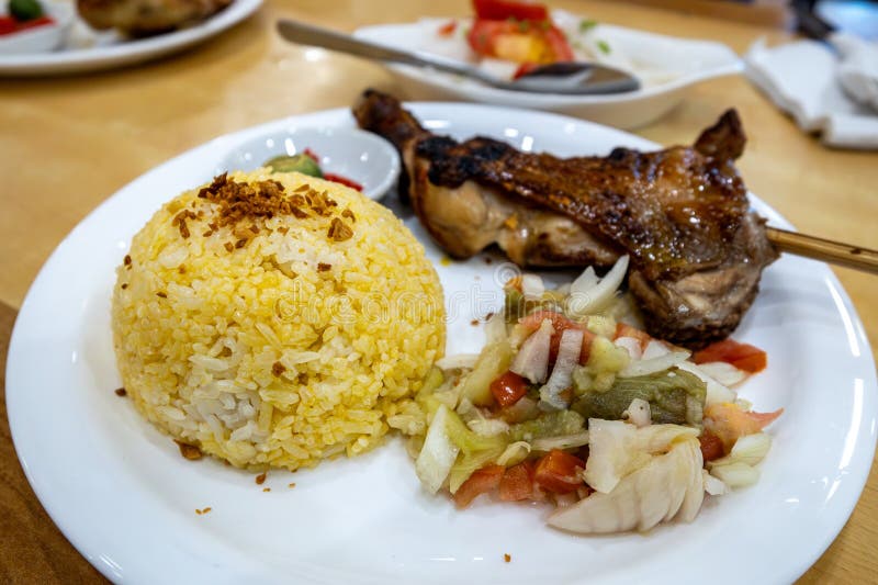 Bacolod Style Inasal Chicken with Java Rice and Vegetables Stock Image ...