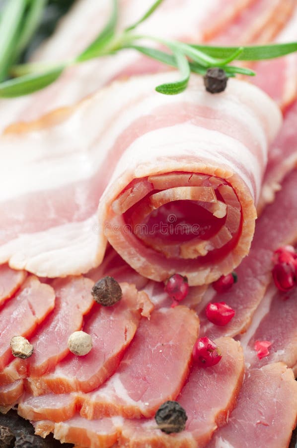 Bacon stock image. Image of pepper, spices, sliced, rosemary - 24200487