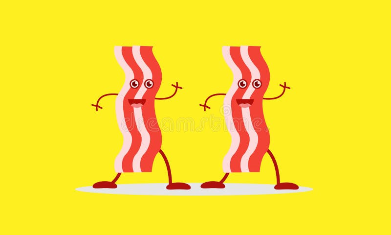 Two Waving Bacon for Breakfast Stock Vector - Illustration of lard ...