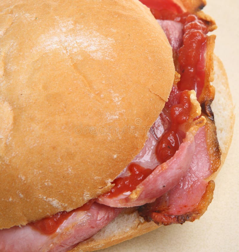Egg & Bacon Breakfast Roll or Bap Stock Photo - Image of food, bacon ...
