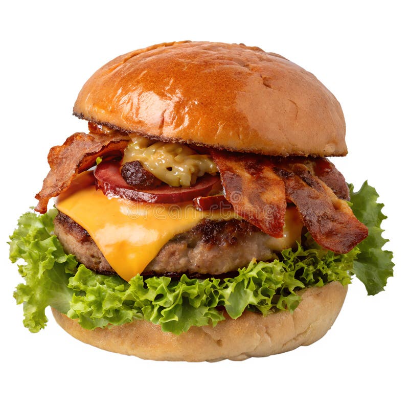Bacon Burger Isolation on Transparent Background. Bacon Burger ...