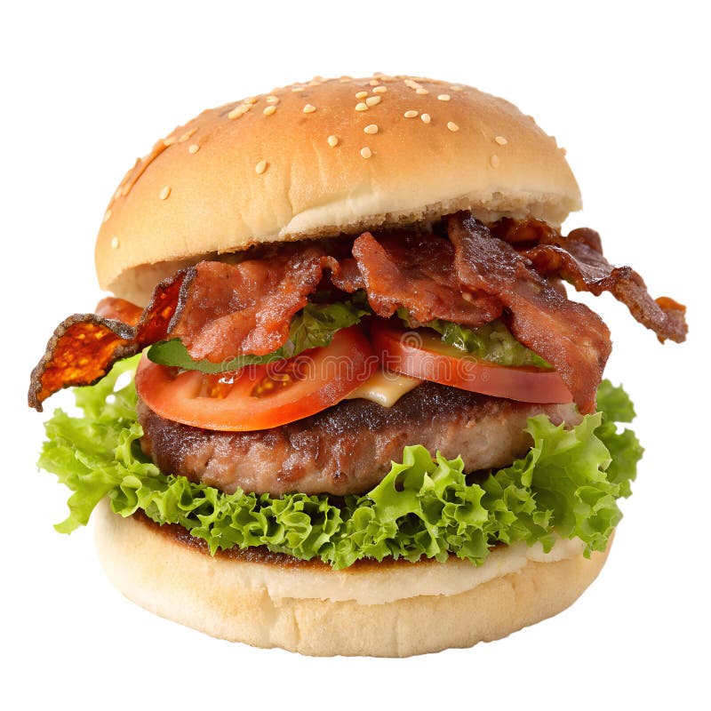 Bacon Burger Isolation on Transparent Background. Bacon Burger ...
