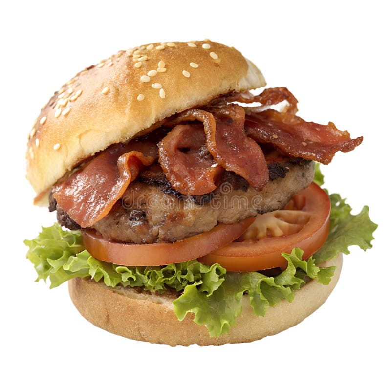 Bacon Burger Isolation on Transparent Background. Bacon Burger ...