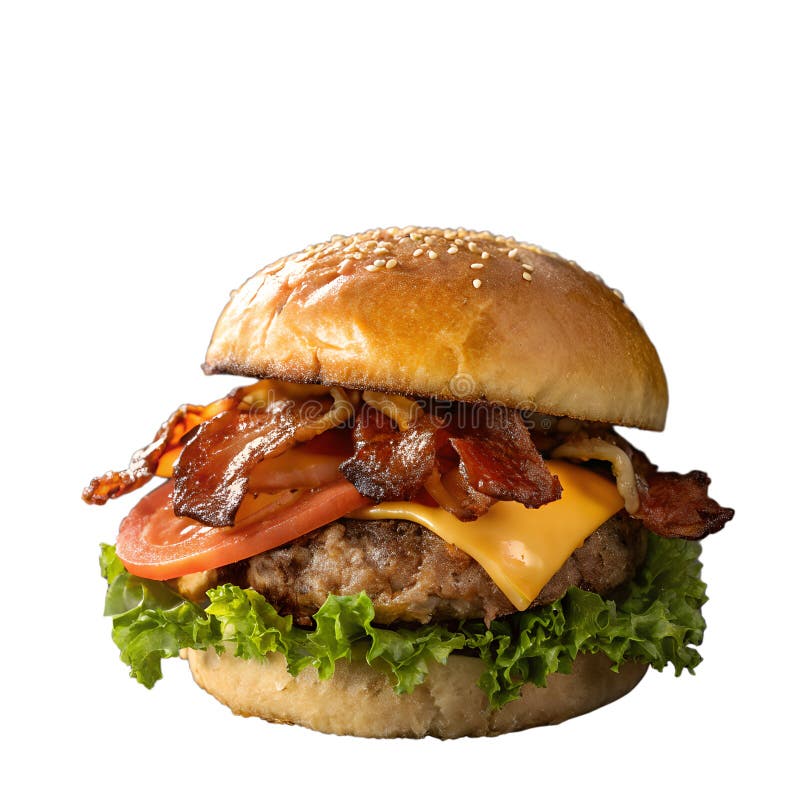 Bacon Burger Isolation on Transparent Background. Bacon Burger ...