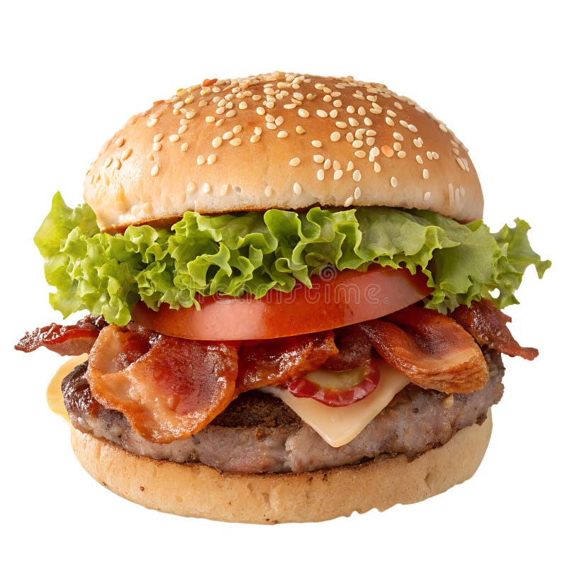 Bacon Burger Isolation on Transparent Background. Bacon Burger ...