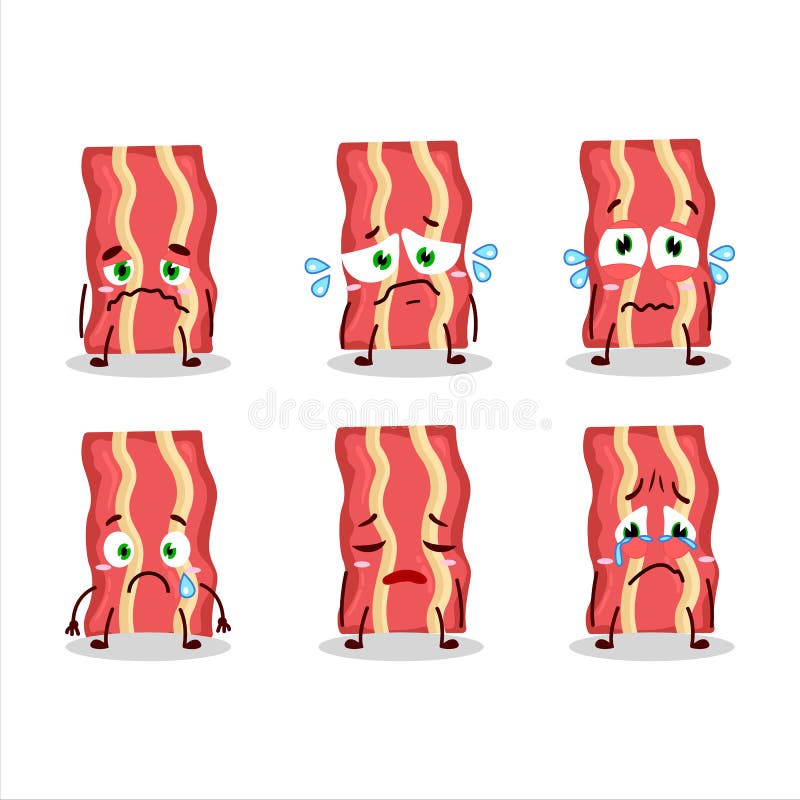 Bacon Cartoon in Character with Sad Expression Stock Vector ...
