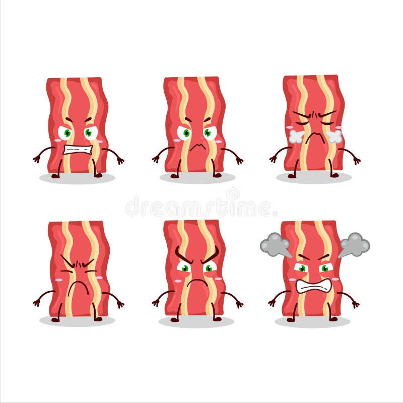 Bacon Cartoon Character with Various Angry Expressions Stock ...
