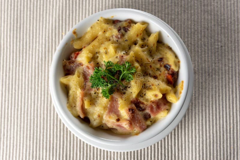 Bacon and Cheese Pasta Bake, Macaroni with Cheese Stock Image - Image ...