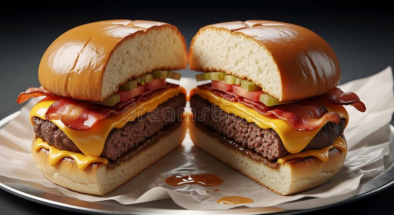 Deconstructed Bacon Cheeseburger Stock Illustration - Illustration of ...