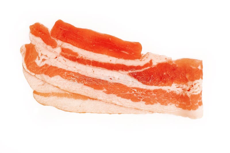 Bacon Cut into Strips on a White Background Stock Photo - Image of ...