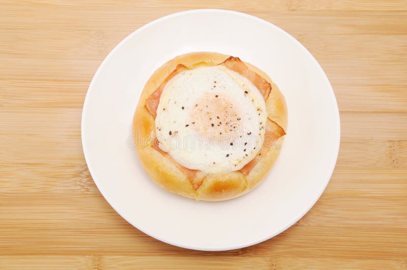 Bacon Egg Bread on Plate on Table Stock Image - Image of benedict, dish ...