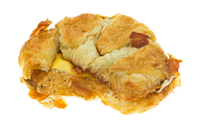 Bacon Egg and Cheese Croissant Breakfast Sandwich Side View Stock Image ...