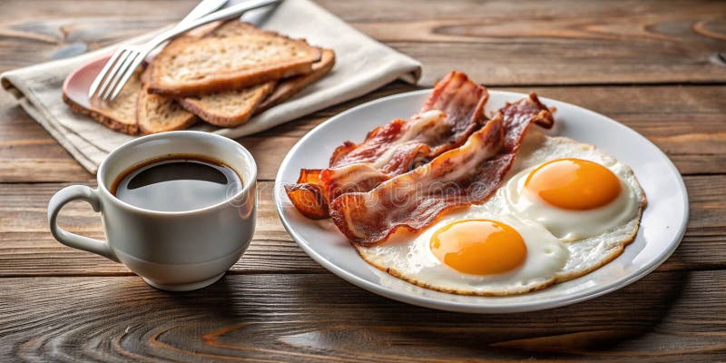 Bacon Eggs and Coffee for Breakfast AI-Generated Content Stock ...