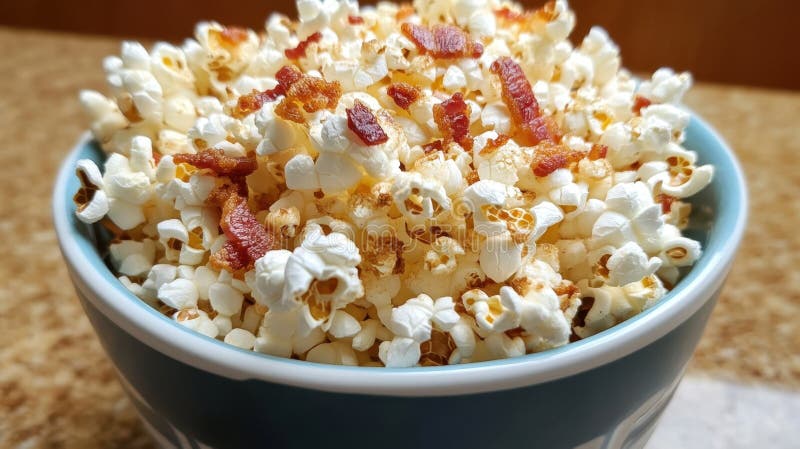 Bacon Fat Popcorn Delicious Bowl of Gourmet Popcorn Topped with Crispy ...