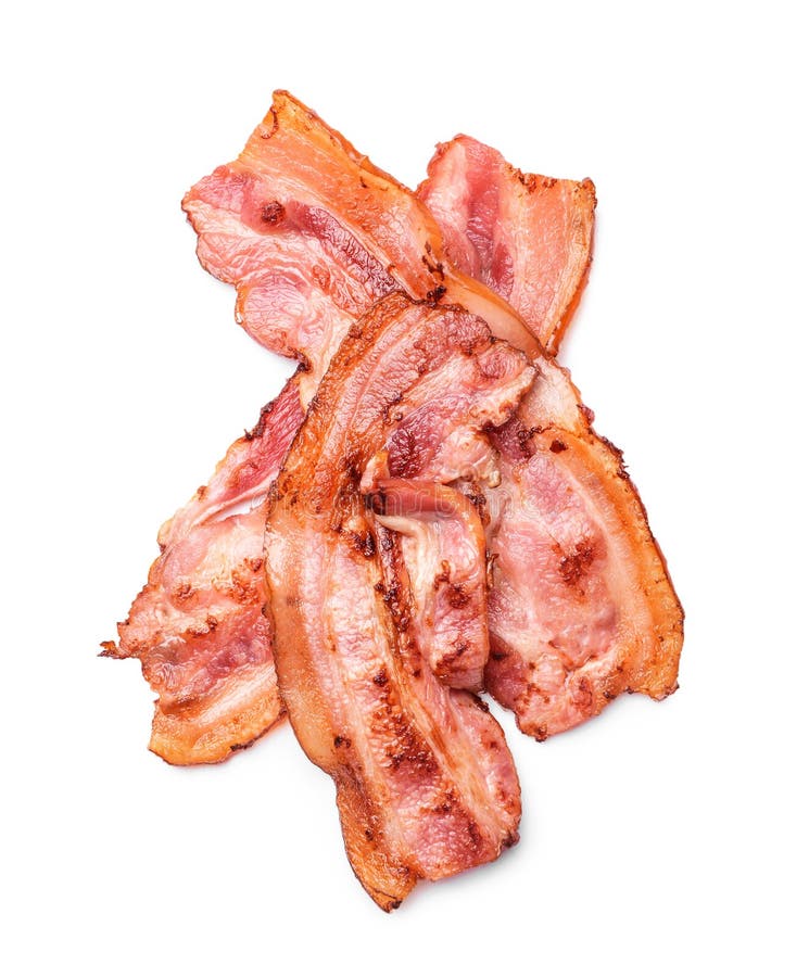 Fried Bacon on White Background Stock Image - Image of ingredient ...