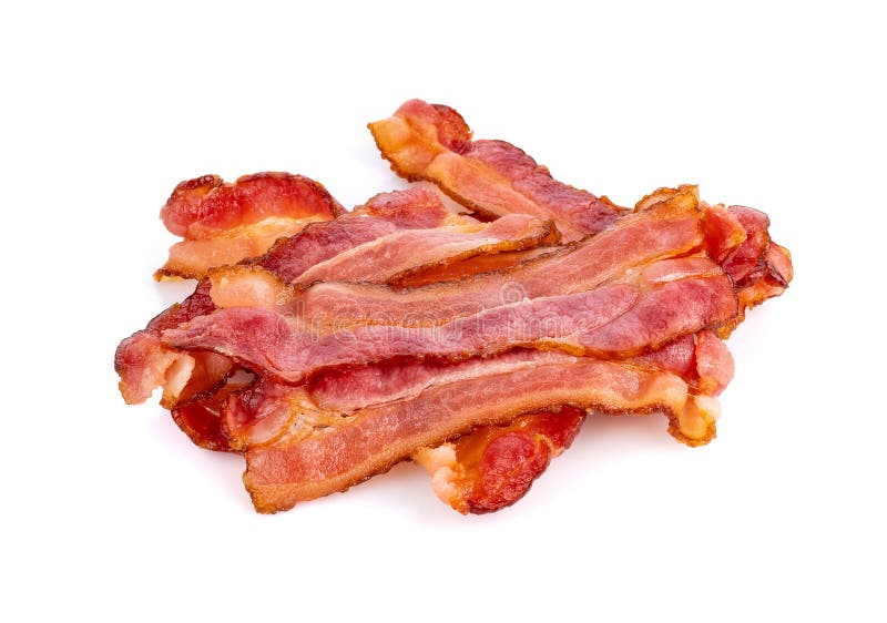 Bacon Isolated on White Background Stock Image - Image of cured, object ...