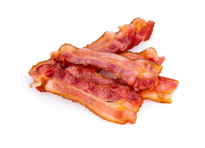 Bacon Isolated on White Background Stock Photo - Image of rashers ...