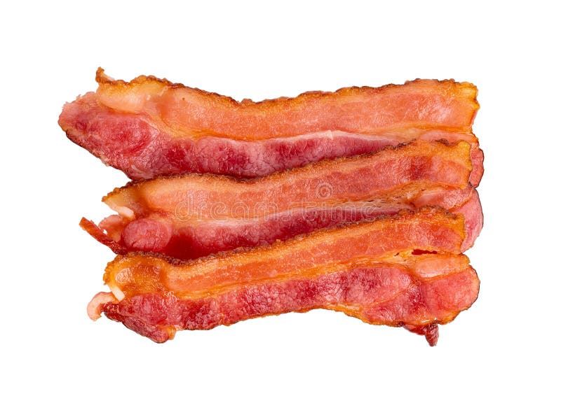 Bacon Isolated on White Background Stock Image - Image of cooked ...