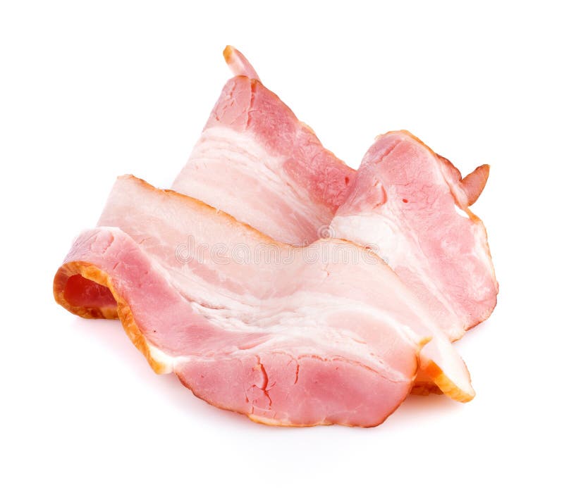 Bacon Isolated on White Background Stock Photo - Image of pork, smoked ...