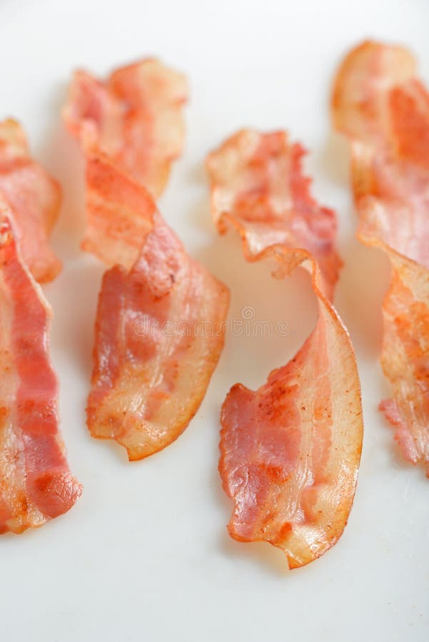 Bacon Isolated on White Background Stock Photo - Image of bacon, meaty ...