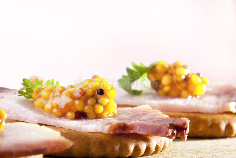 Bacon with mustard stock photo. Image of barbecue, cook - 22430116
