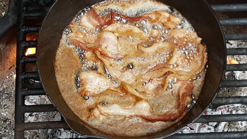 Bacon on an open fire stock photo. Image of bacon, breakfast - 171358278