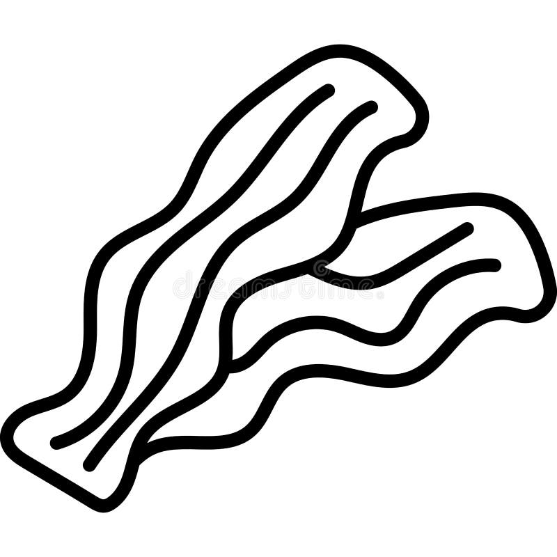 Bacon Outline Icon Food Vector Stock Vector - Illustration of fried ...