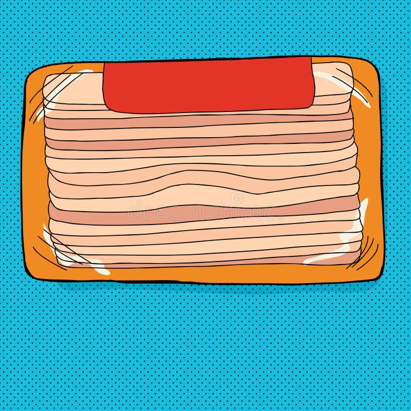 Bacon Package with Label stock vector. Illustration of vector - 44126673