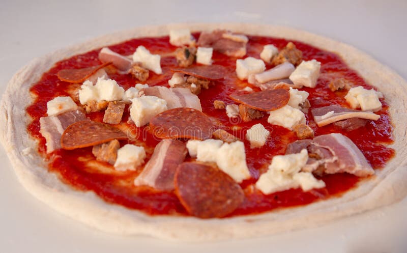 Bacon and pepperoni Pizza stock photo. Image of pizza - 273228444