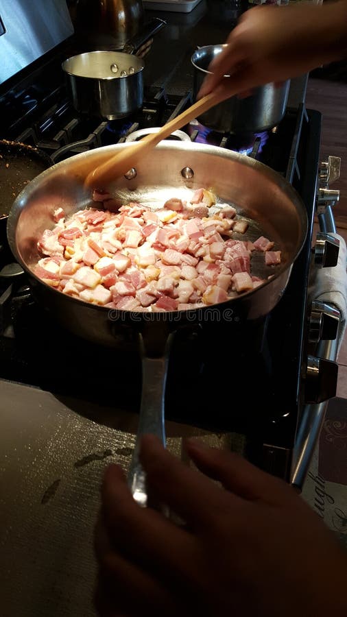 Bacon stock photo. Image of pieces, metal, frying, skillet - 55663958