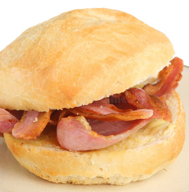 Bacon Bap or Roll Sandwich stock image. Image of macro - 33602689