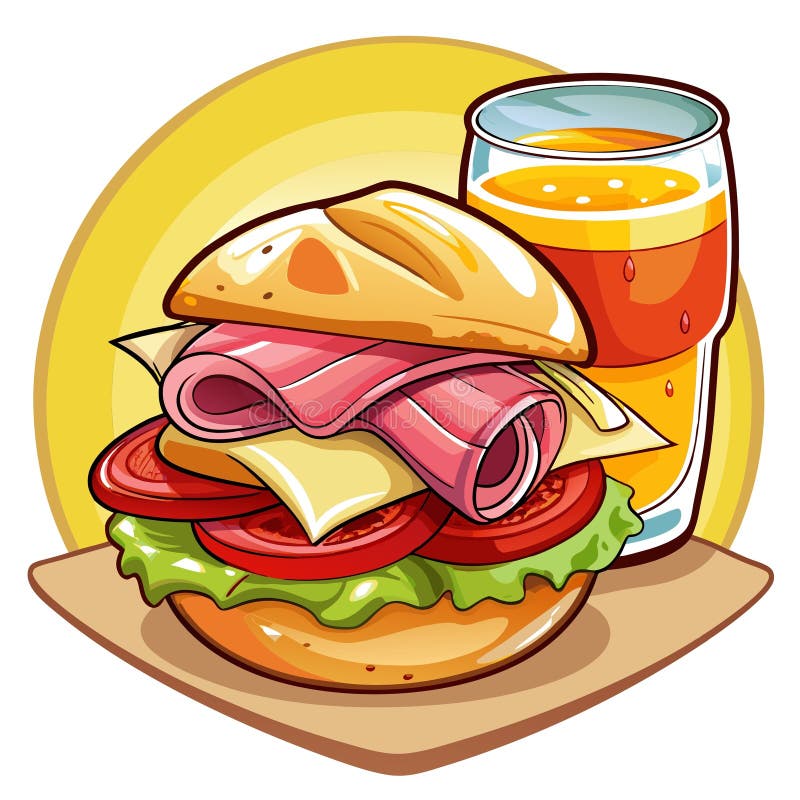 Bacon Roll or Sandwich with Juice on a Soft Bun. Stock Vector ...