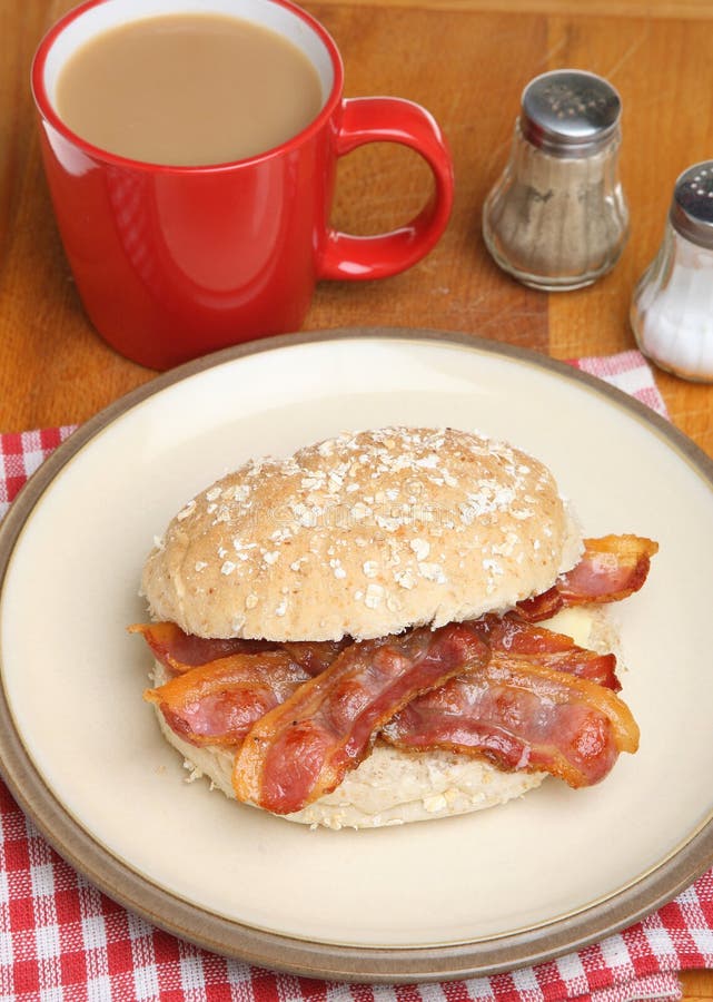 Bacon Bap or Roll Sandwich stock image. Image of macro - 33602689
